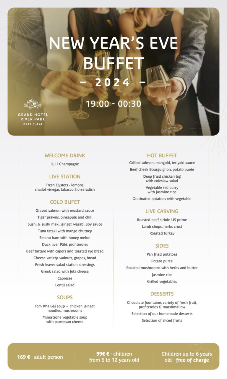 New Year's Eve buffet in RIVERBANK Restaurant | Events | Visit Bratislava